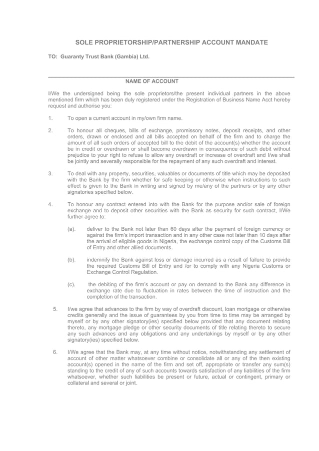 Sole Proprietorship Partnership Form | PDF