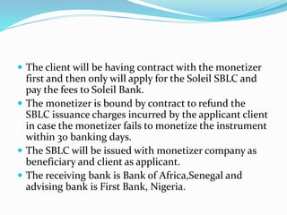 Soleil Bank SBLC Monetization - Non-recourse loan | PPT
