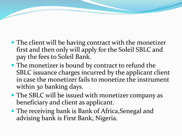 Soleil Bank SBLC Monetization - Non-recourse loan | PPT