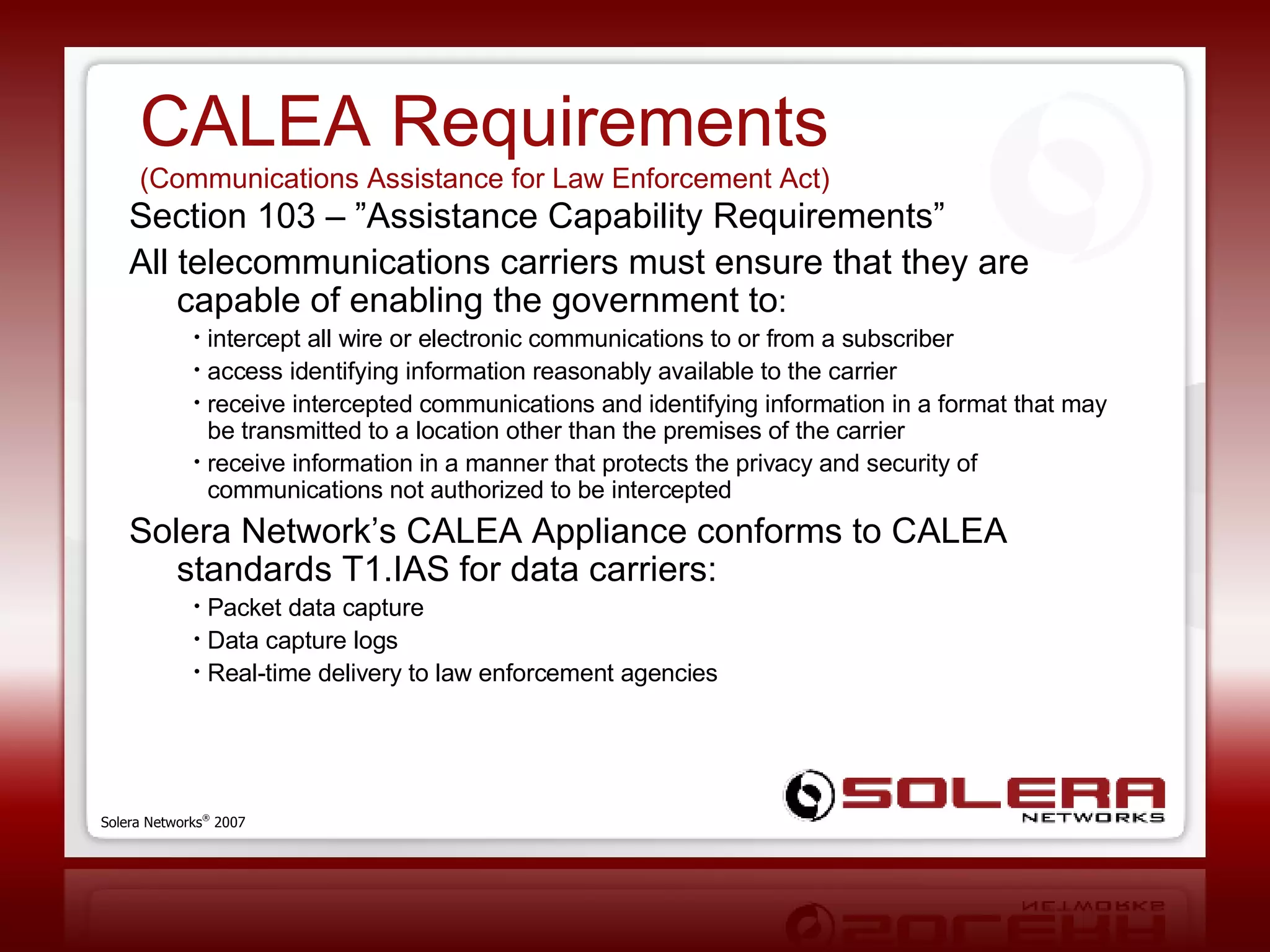 Solera Networks | PPT