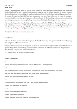 TV Advert: Pre-production Paperwork | PDF | Video Production | Content ...