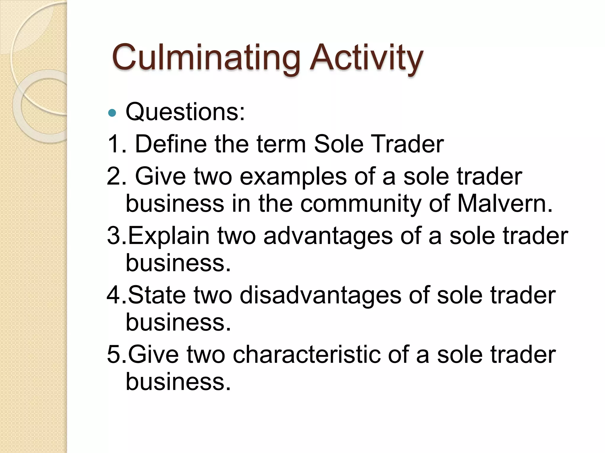 Sole Trader business ppt | PPTX