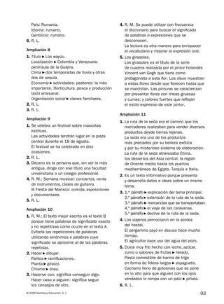 Soliciones actividades de ampliación y refuerzo de lengua 6º | PDF