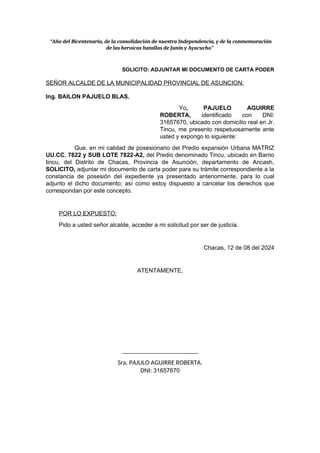 solicitud de constancia de posesión para predios | DOCX