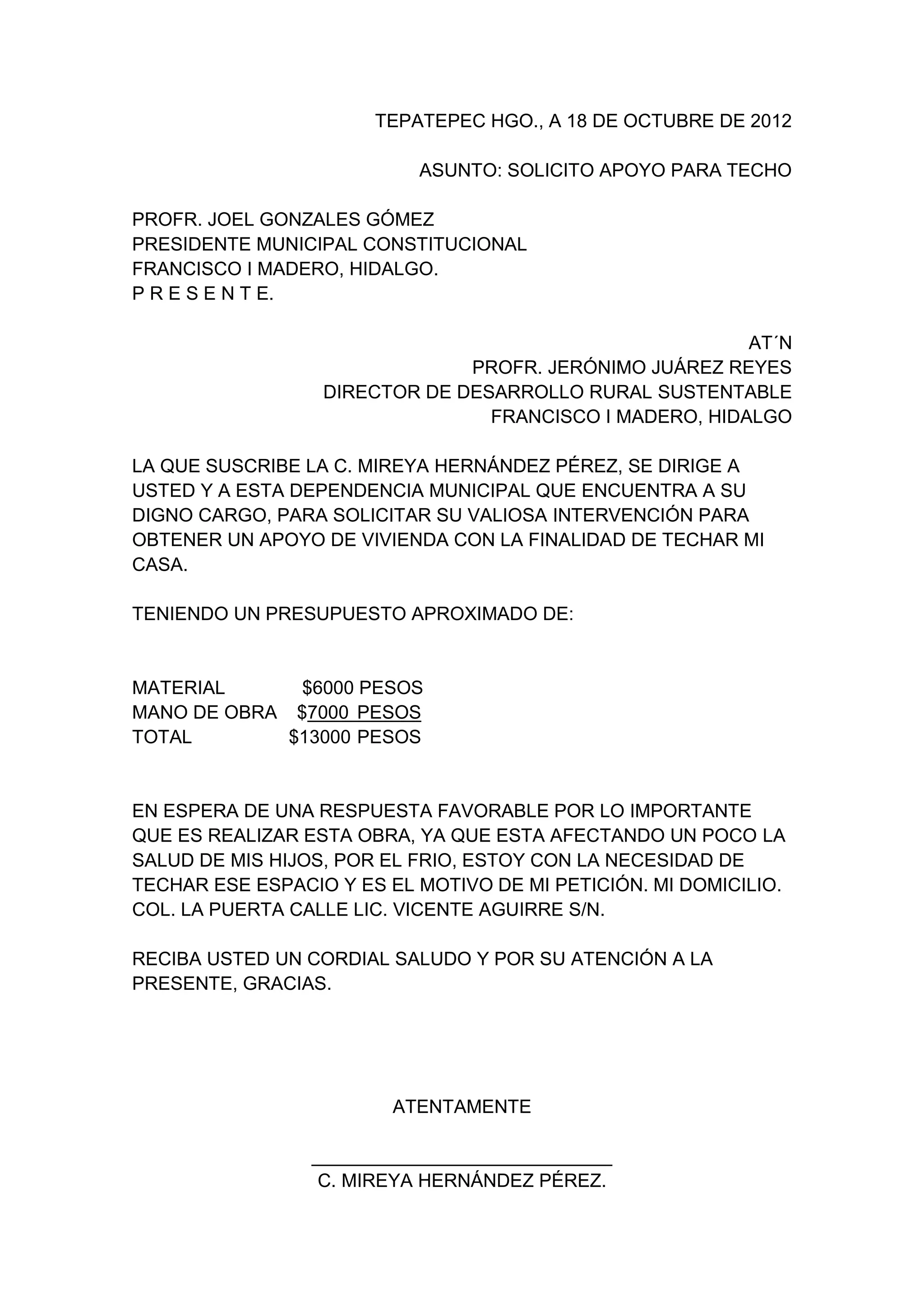 Solicitud de apoyo | DOCX