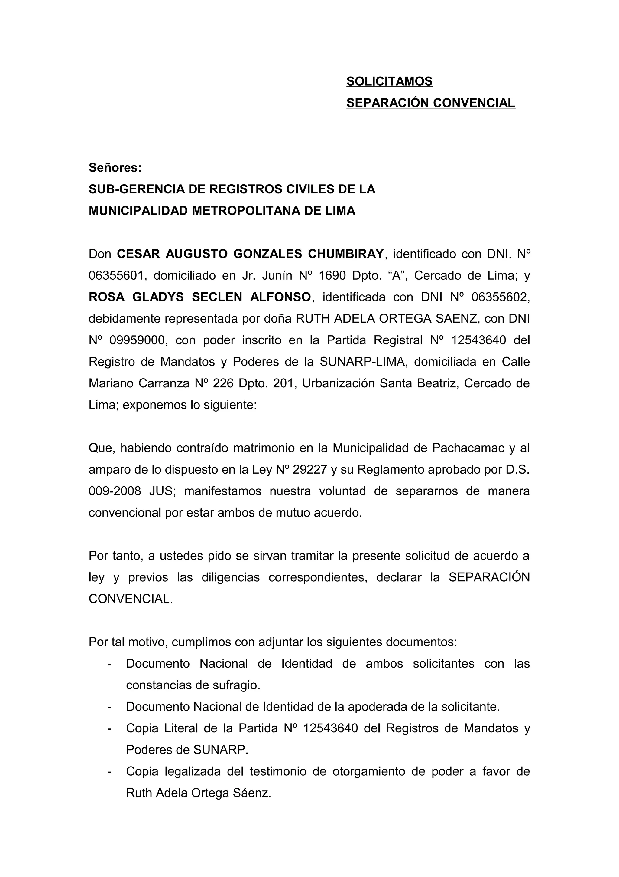 Solicitud De Divorcio Pdf Descarga Gratuita