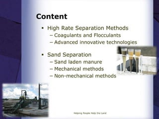 Solid liquid separation alternatives for manure handling and treatment ...