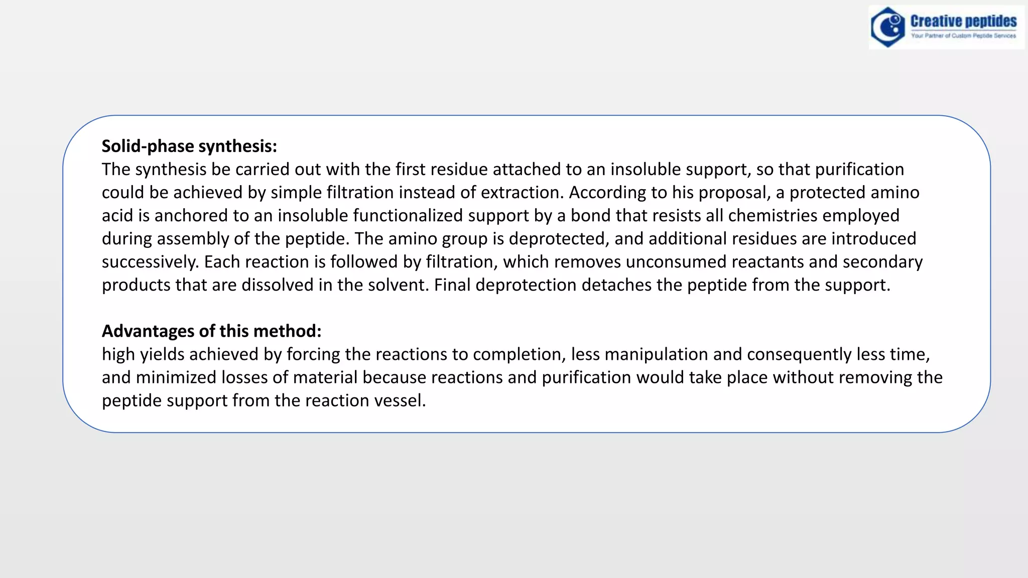 Solid phase synthesis-creative peptides | PPTX