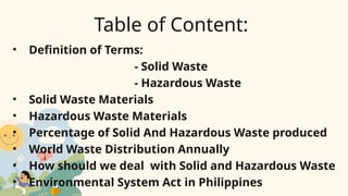 Solid And Hazardous Waste Disposal and Management | PPT