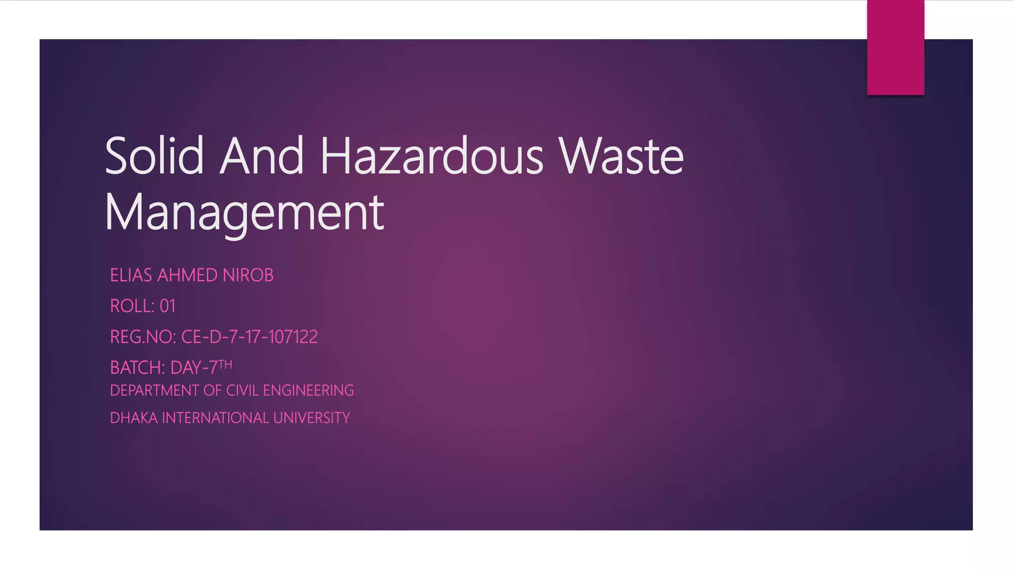 Solid and hazardous waste management | PPTX | Environmental Services Industry | Industries