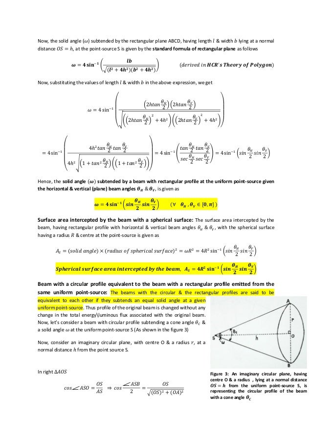 Solid angle subtended by a beam with rectangular profile given horizo…