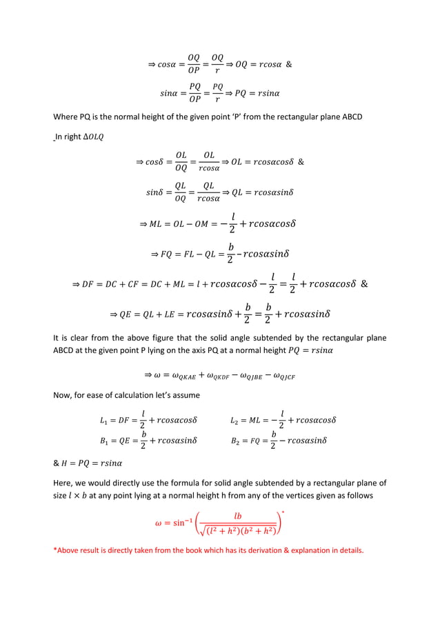 Solid angle subtended by a rectangular plane at any point in the space ...