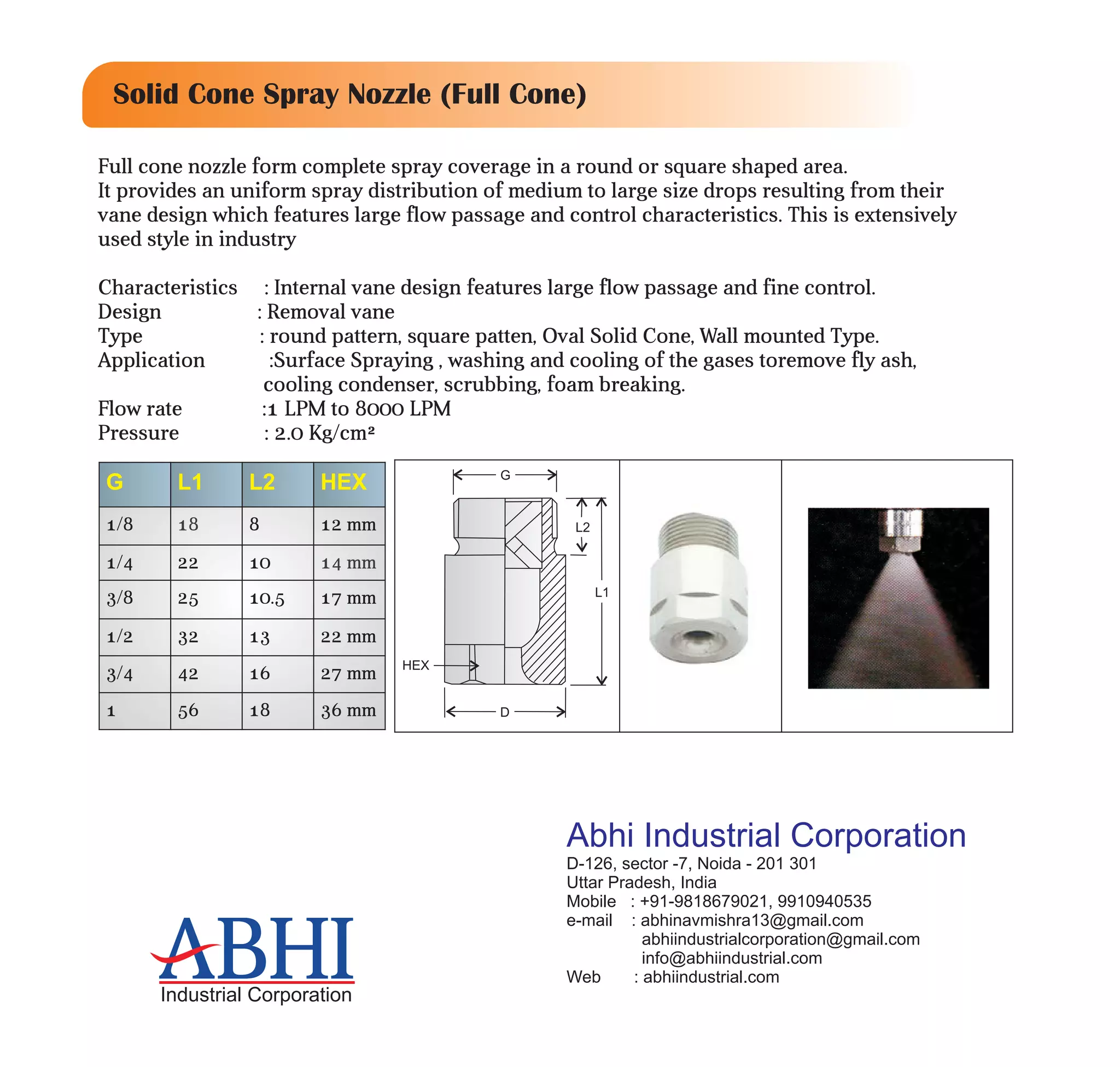 Solid cone spray nozzles full cone | PDF