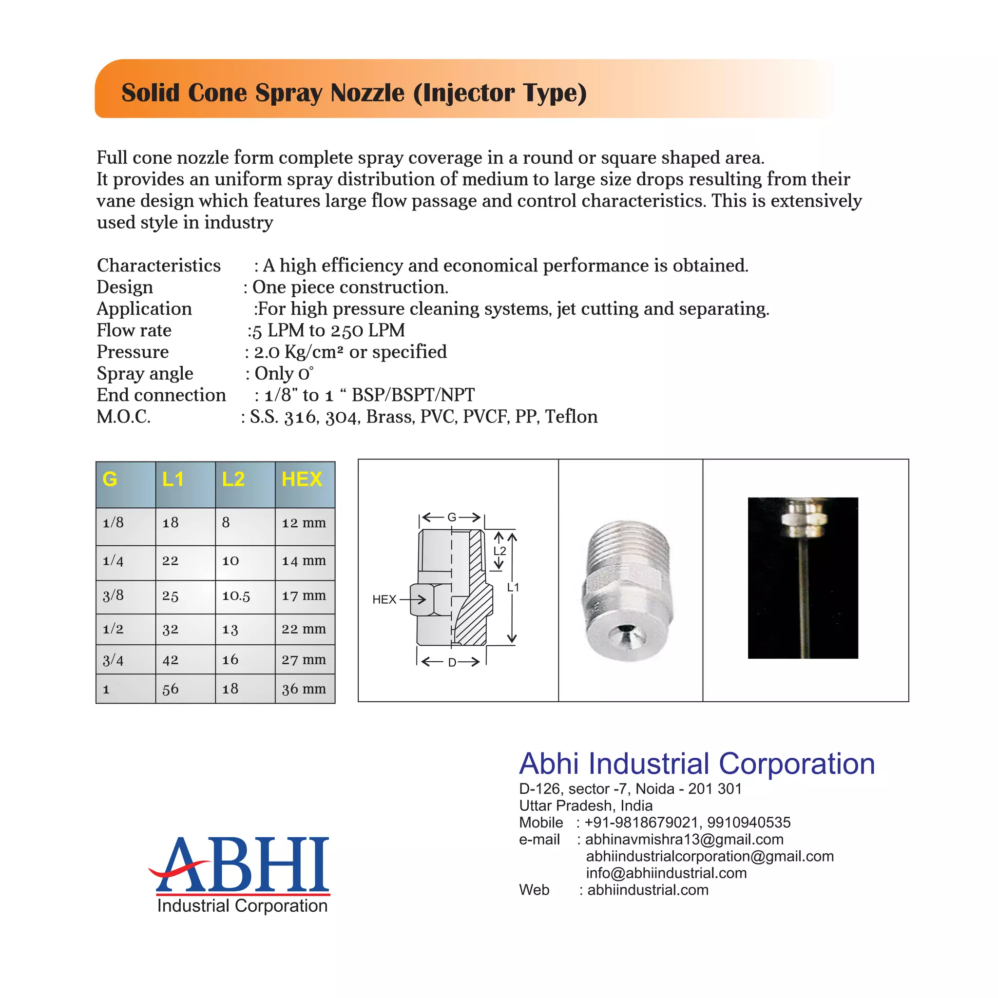 Solid cone spray nozzles injector type | PDF