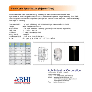 Solid cone spray nozzles injector type | PDF