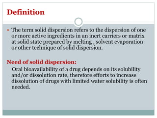Solid dispersion as a technique for enhancement of | PPT