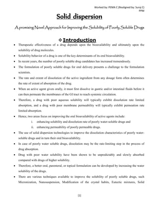 Solid Dispersion - Solubility enhancing tool | PDF