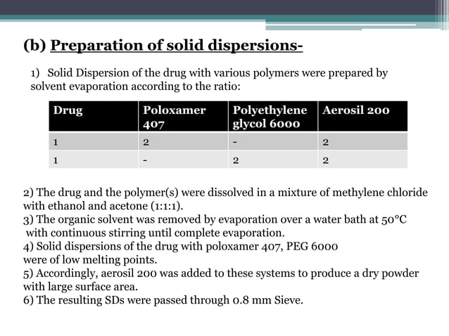 Solid dispersion technique | PPTX | Chemistry | Science