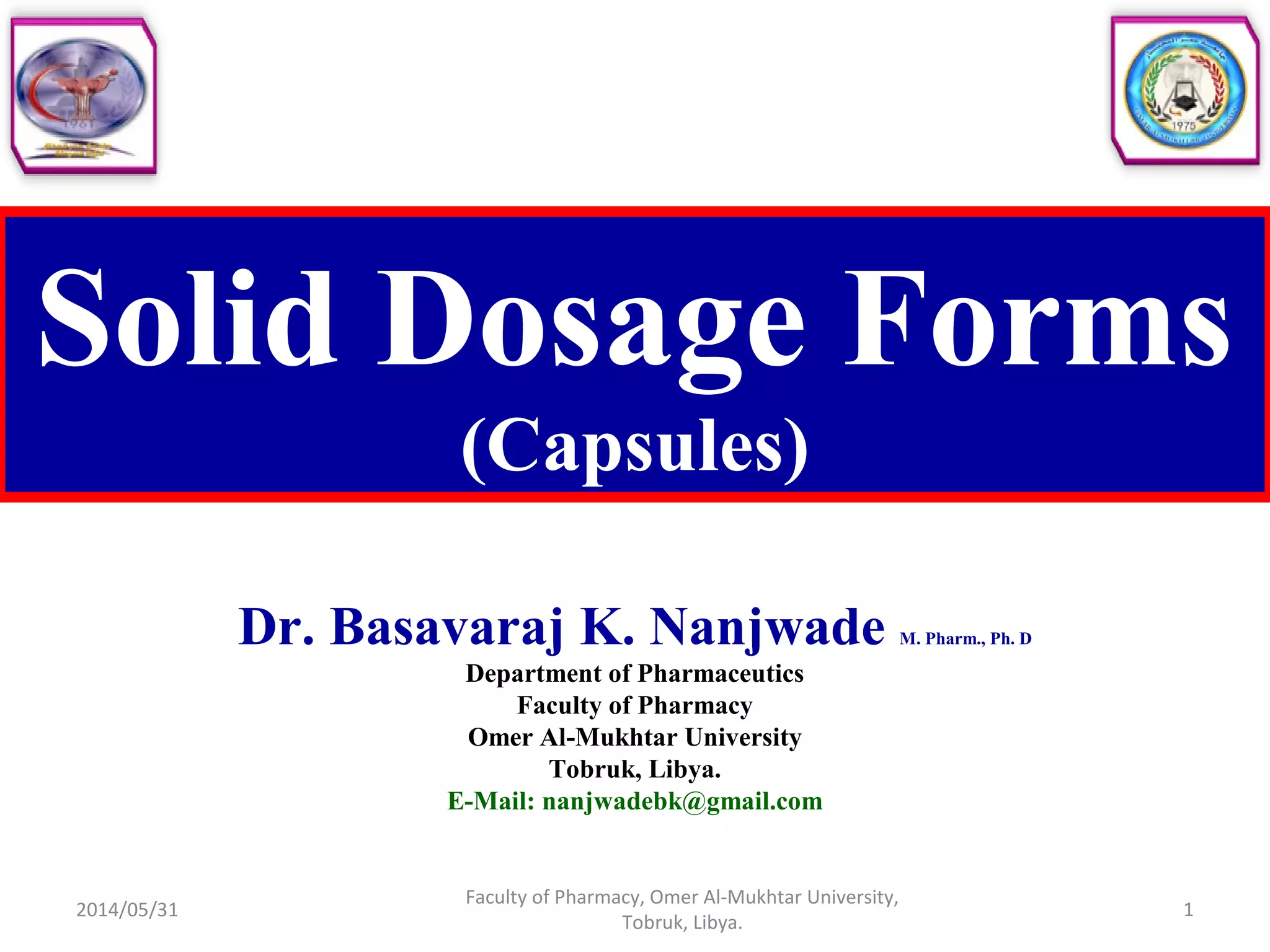 Solid dosage forms (capsules) | PPT