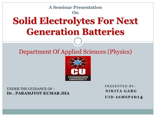 electrolyte for next generation batteries | PPTX