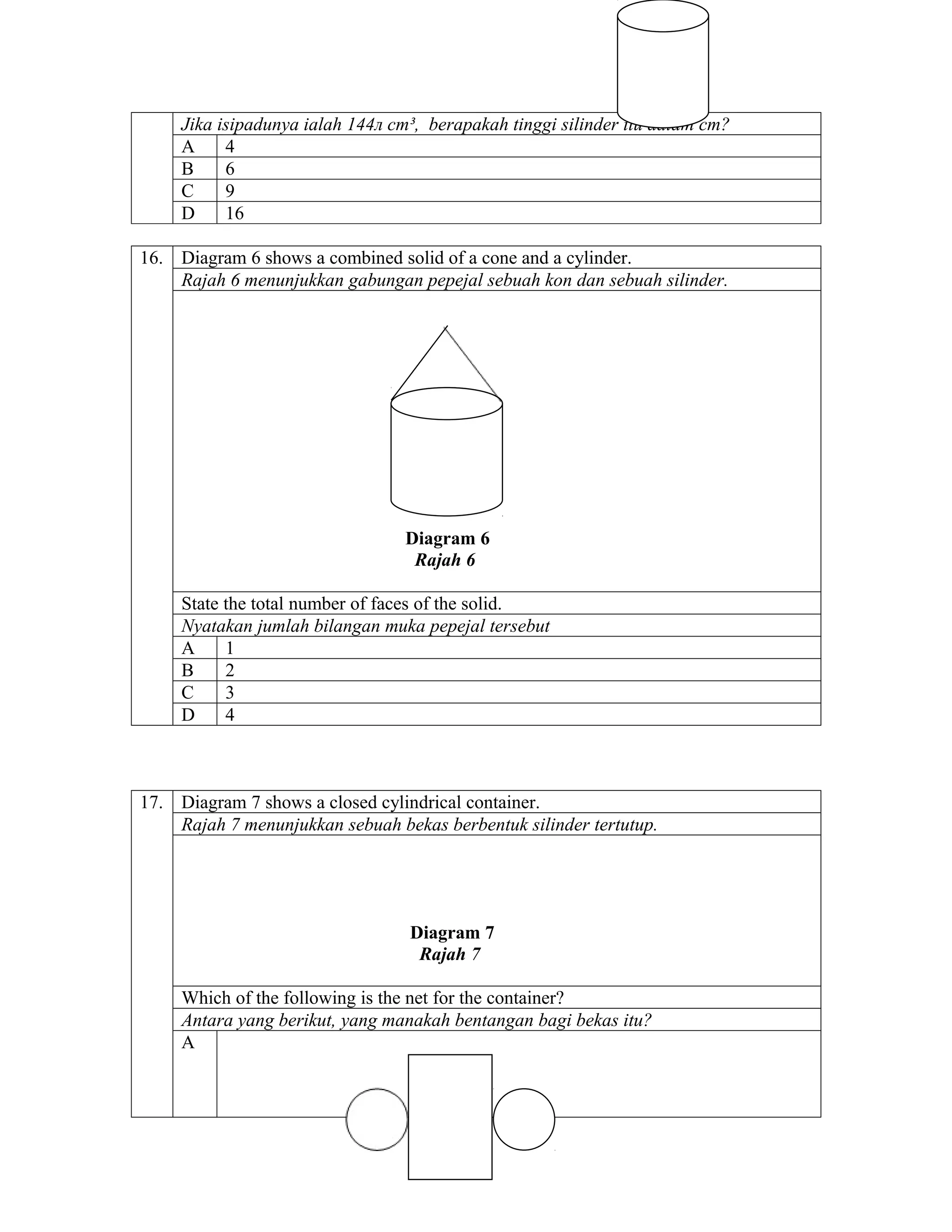 Solid geometry pmr paper 1 | DOC