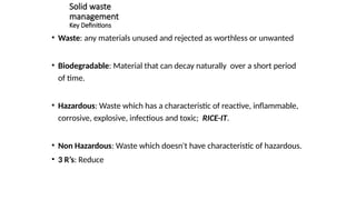 SOLID & HAZARDOUS WASTE MANAGEMENT In Cities | PPTX