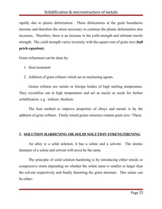 Solidification and microstructure of metals/dental lab technology ...