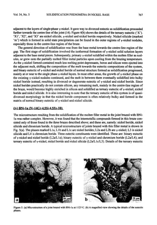Solidification phenomena in nickel base brazes containing boron and ...