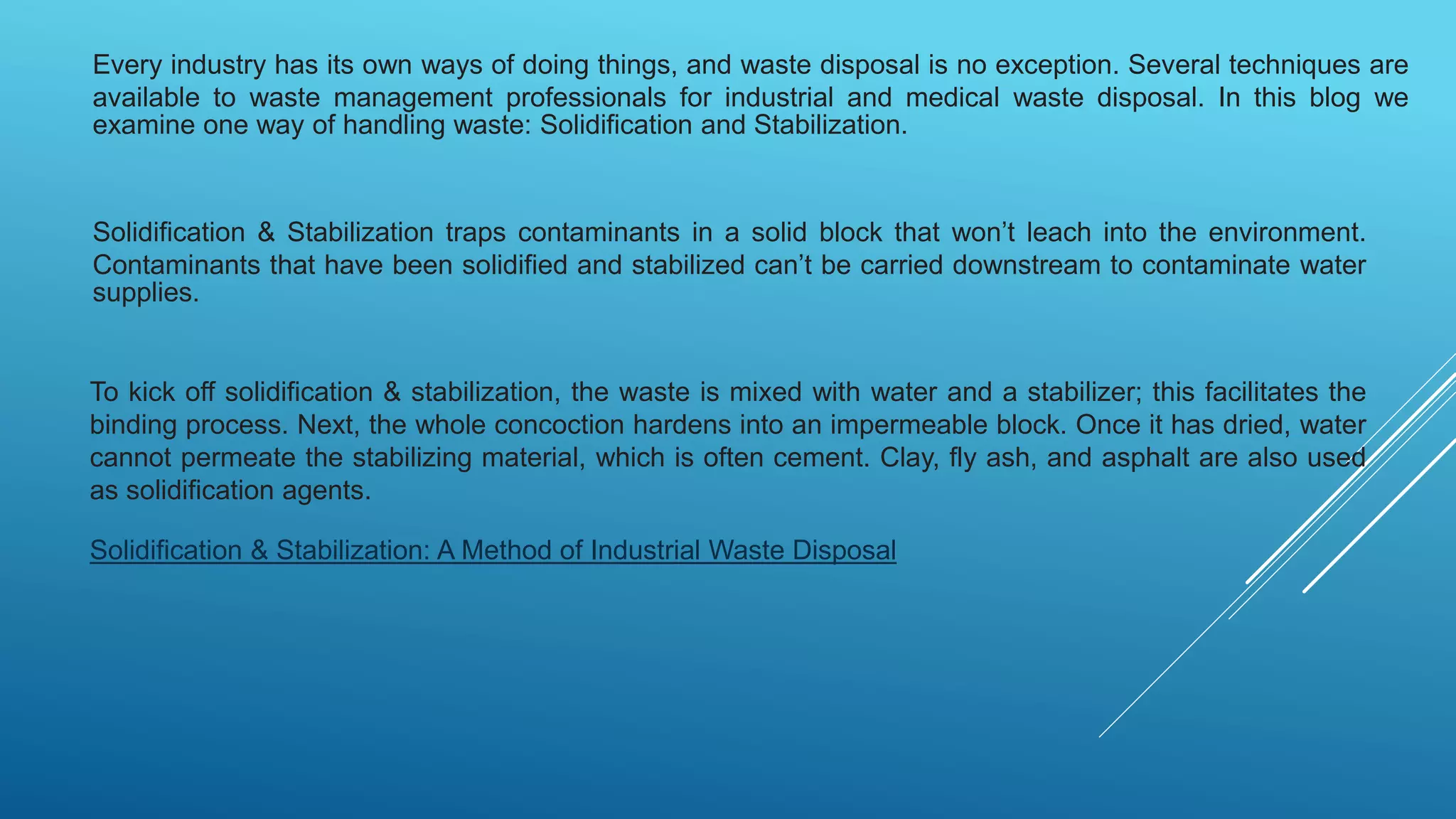 Solidification & Stabilization: A Method of Industrial Waste Disposal | PPT