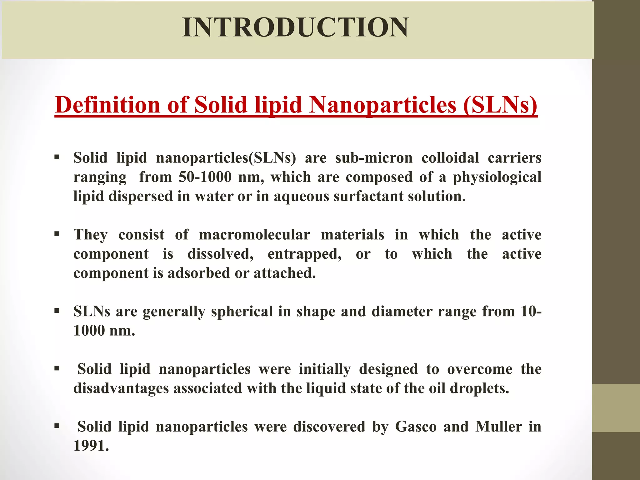 Solid lipid nanoparticles | PPTX