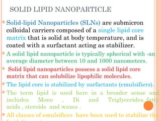 Solid lipid nanoparticles | PPT