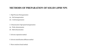 Solid Lipid Nanoparticles Study and Methodology | PDF