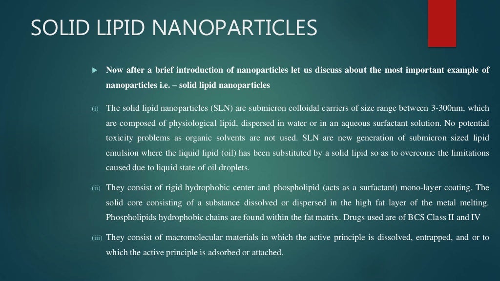 Solid lipid nanoparticles ppt