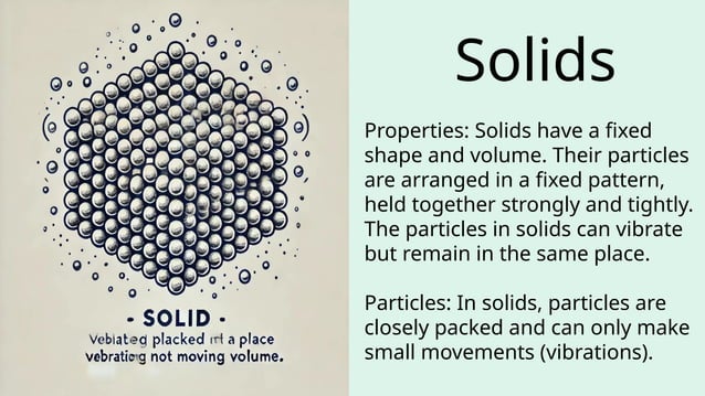 Solid, liquid and gas behavior as state of matters for students grade 7 ...