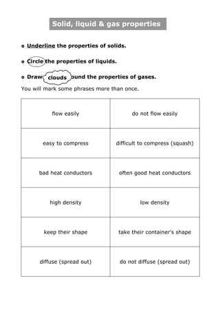 Solid, Liquid & Gas Properties | DOC