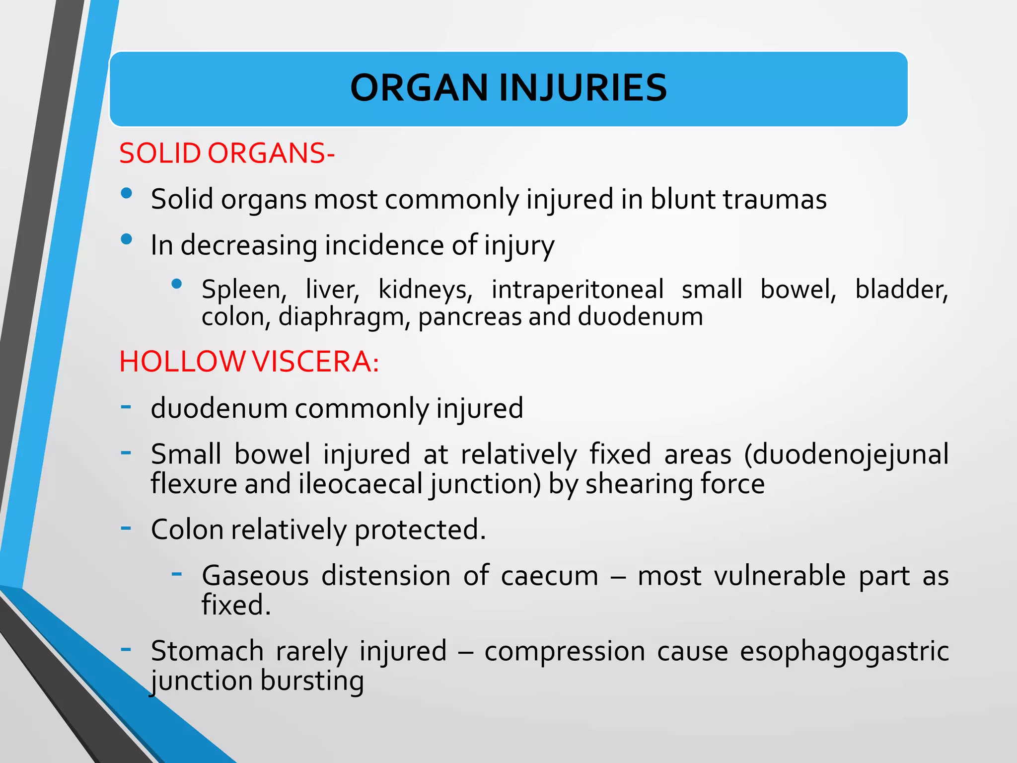 Solid organ injuries following abdominal trauma | PPTX
