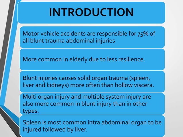 Solid organ injuries following abdominal trauma | PPTX