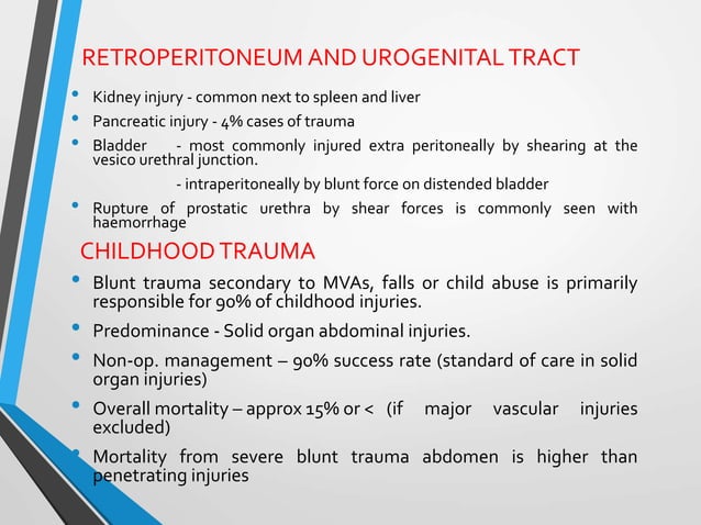 Solid organ injuries following abdominal trauma | PPTX