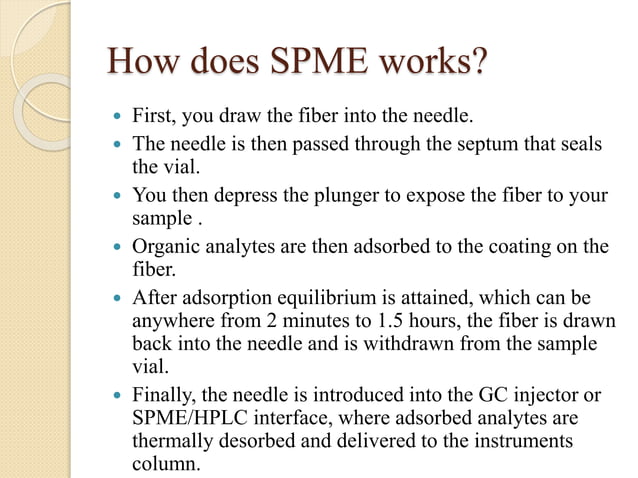 Solid Phase Micro Extraction Pptx Chemistry Science