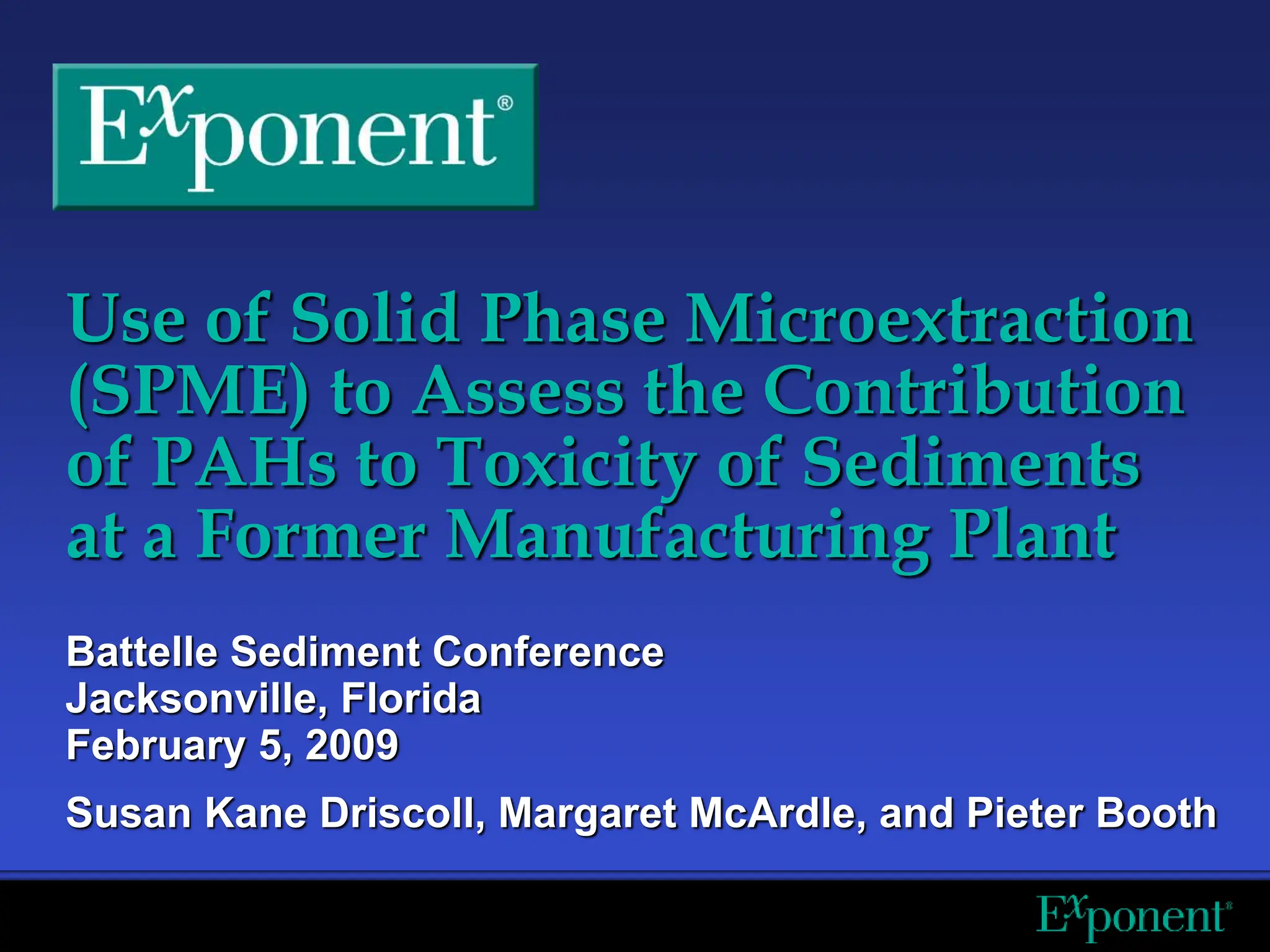 Solid Phase Microextraction (SPME) to Assess the Contribution of PAHs.ppt