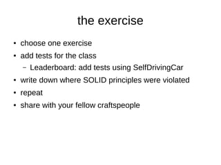 SOLID refactoring - racing car katas | PPT