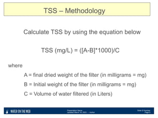 solids.ppt about turbidity and tss and solids | PPT
