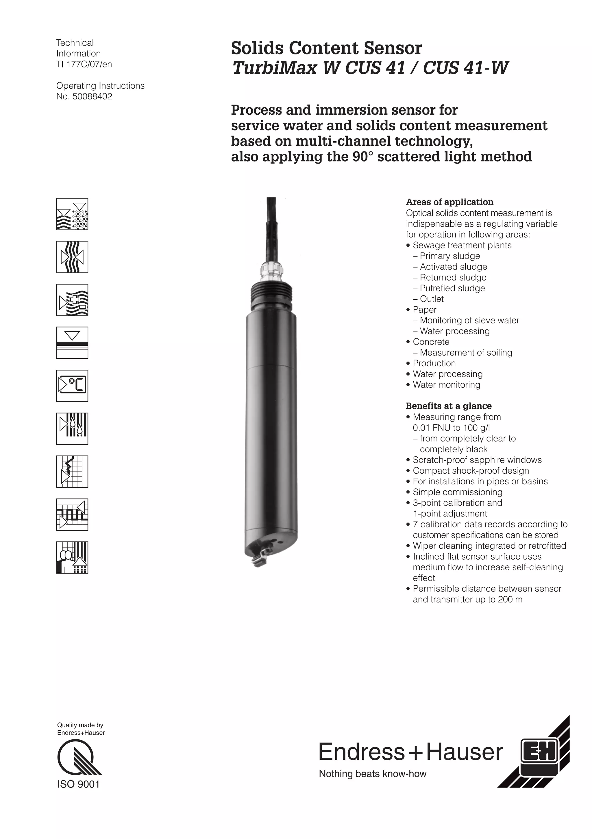Solids Content Sensor-TurbiMax W CUS 41-CUS 41-W | PDF | Physics | Science