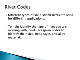 Solid Shank Rivet Codes | PPTX