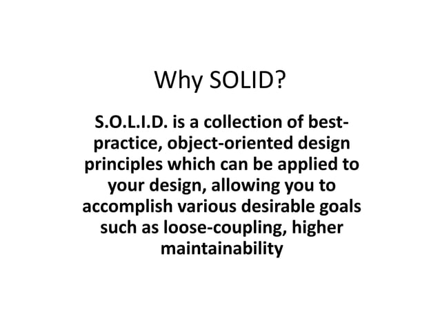 SOLID Software Principles with C# | PPTX