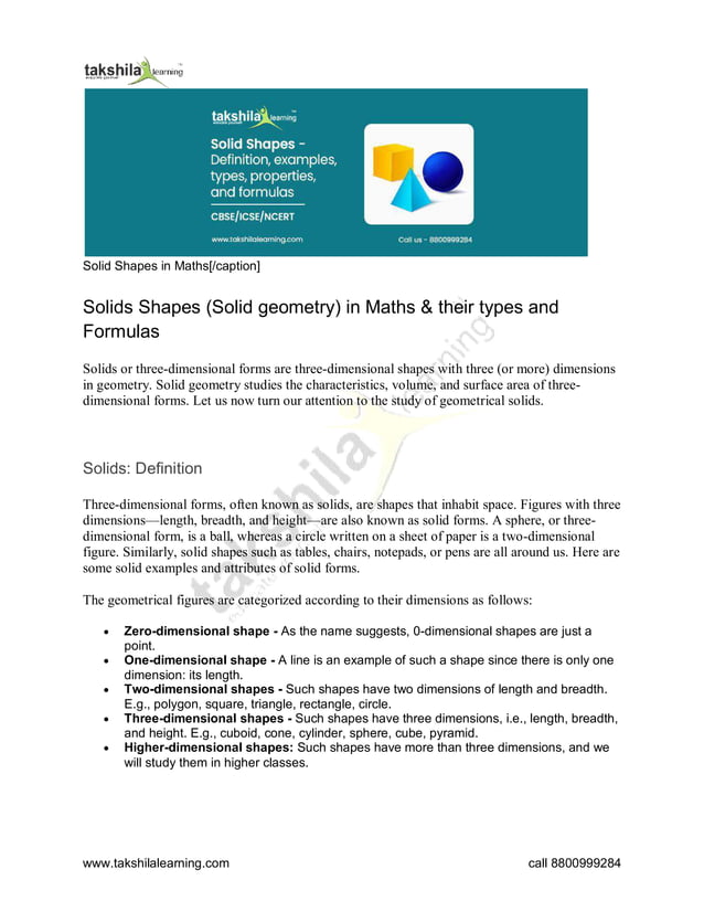 Solids Shapes _Solid geometry_ in Maths & their types and Formulas.pdf ...