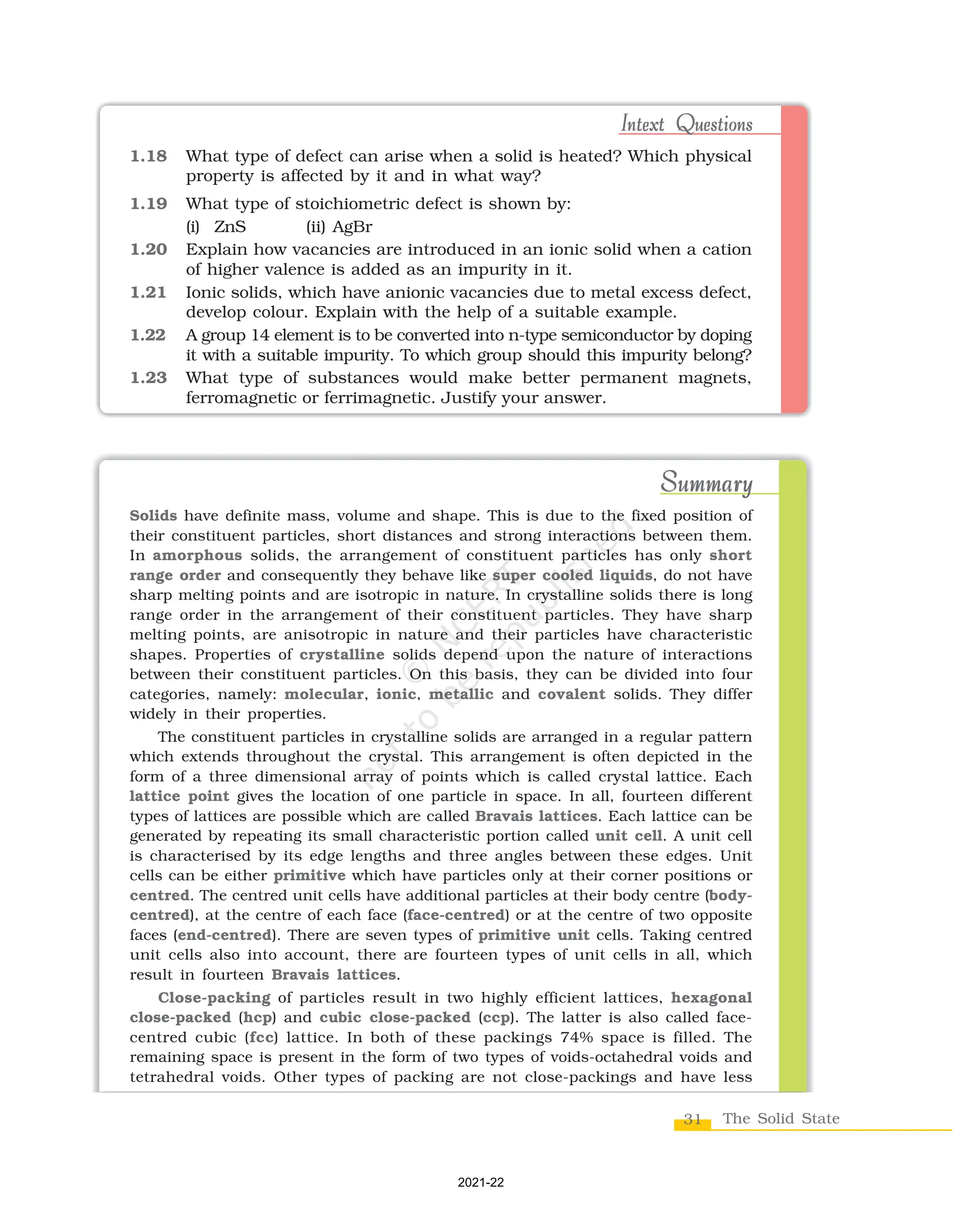 solid state ncert class 11 text book pdf | PDF