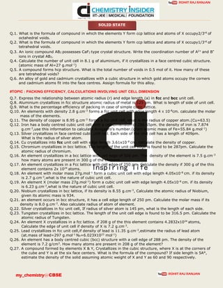 Solid state class 12 cbse 10 year pdf | PDF | Chemistry | Science