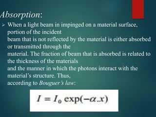 OPTICAL PROPERTIES OF METALS AND NON METALS | PPTX