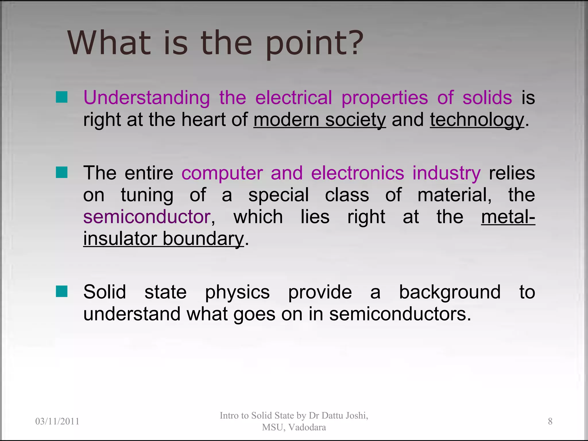 Solid state physics d r joshi | PPT | Chemistry | Science